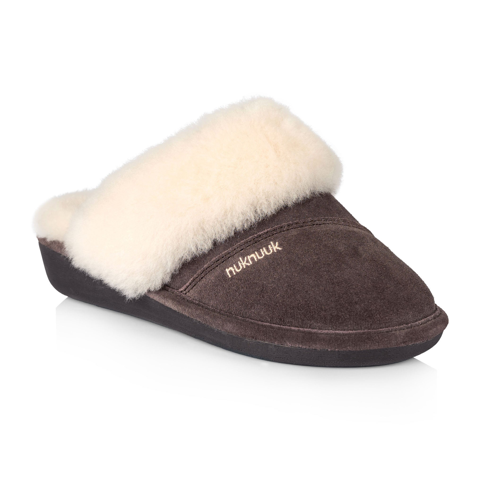Joy Sheepskin Dark Brown Women Slippers | Nuknuuk