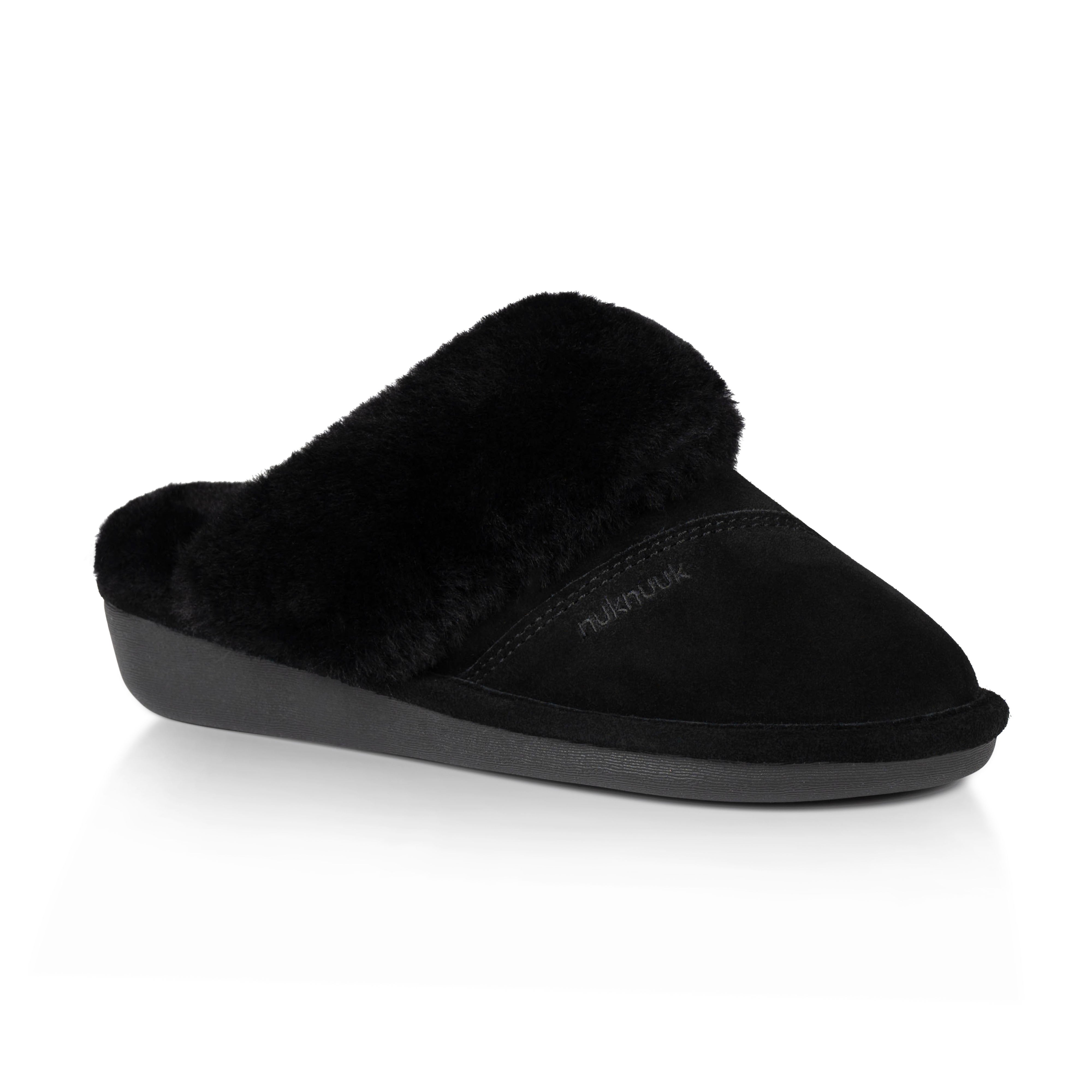 Joy Sheepskin Black night Slippers for Women | Nuknuuk