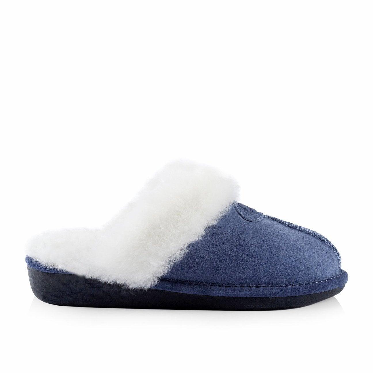 Becca Sheepskin Blue Mule Slippers for Women | Nuknuuk